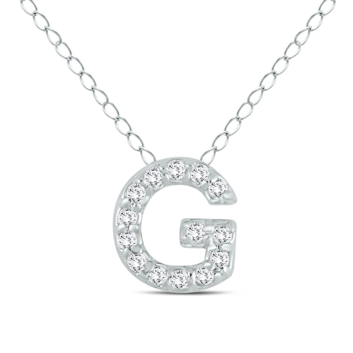 1/10 Carat TW G Initial Diamond Pendant in 10K White Gold - PDF55280