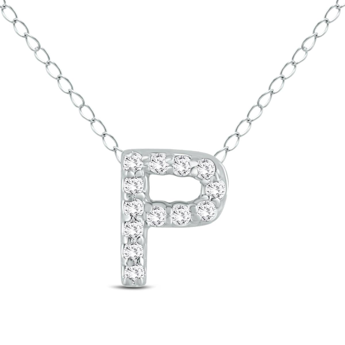 1/10 Carat TW P Initial Diamond Pendant in 10K White Gold - PDF55290