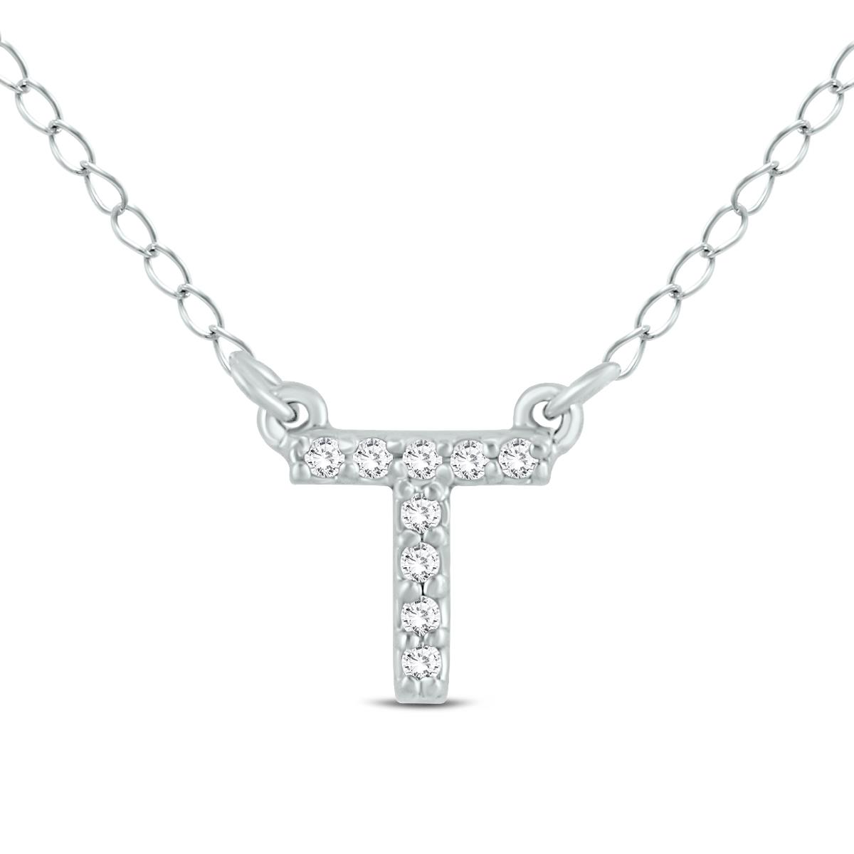 T Initial Diamond Pendant in 10K White Gold - PDF55294