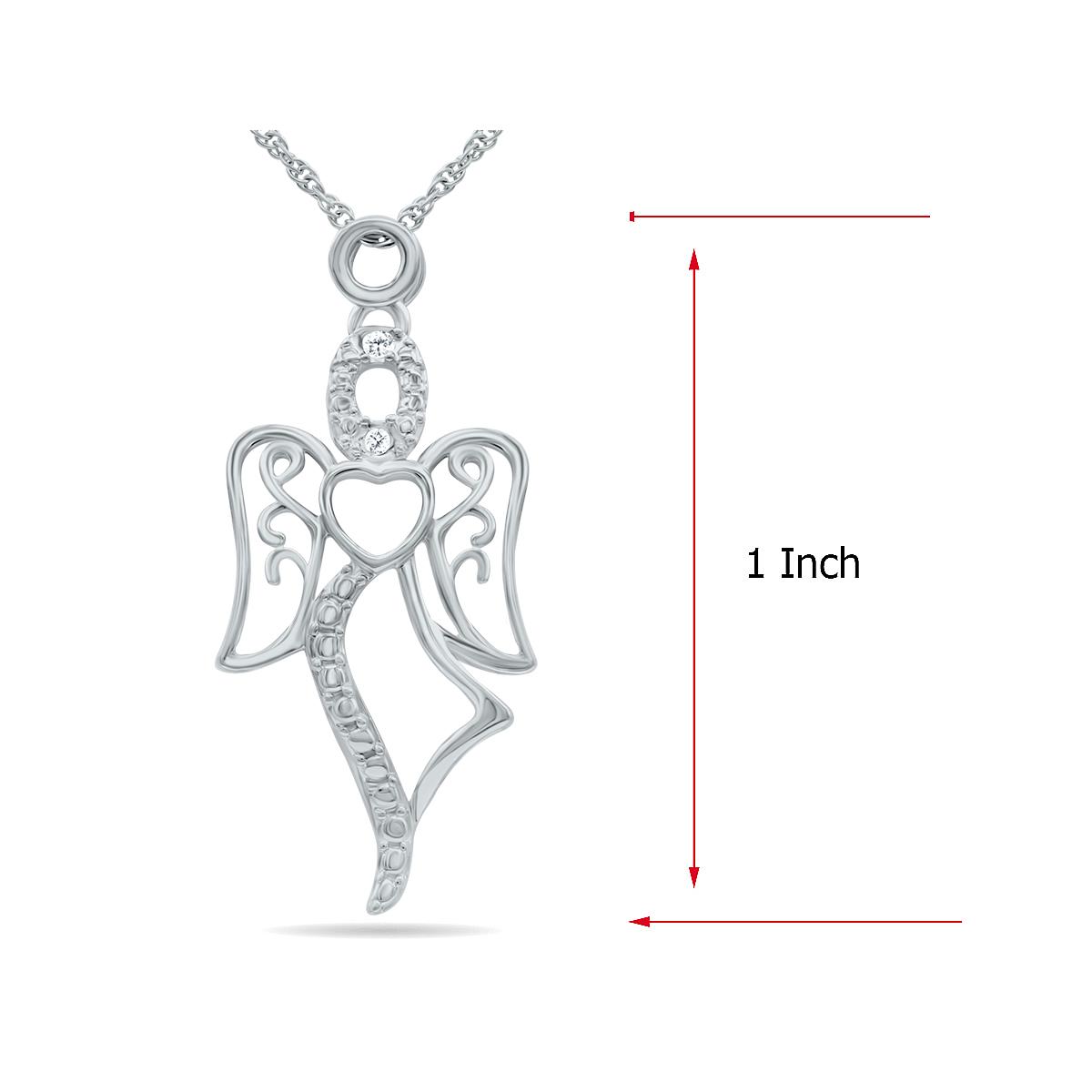 Deal of the Day - Dainty Heart Angel Diamond Necklace in .925 Sterling ...