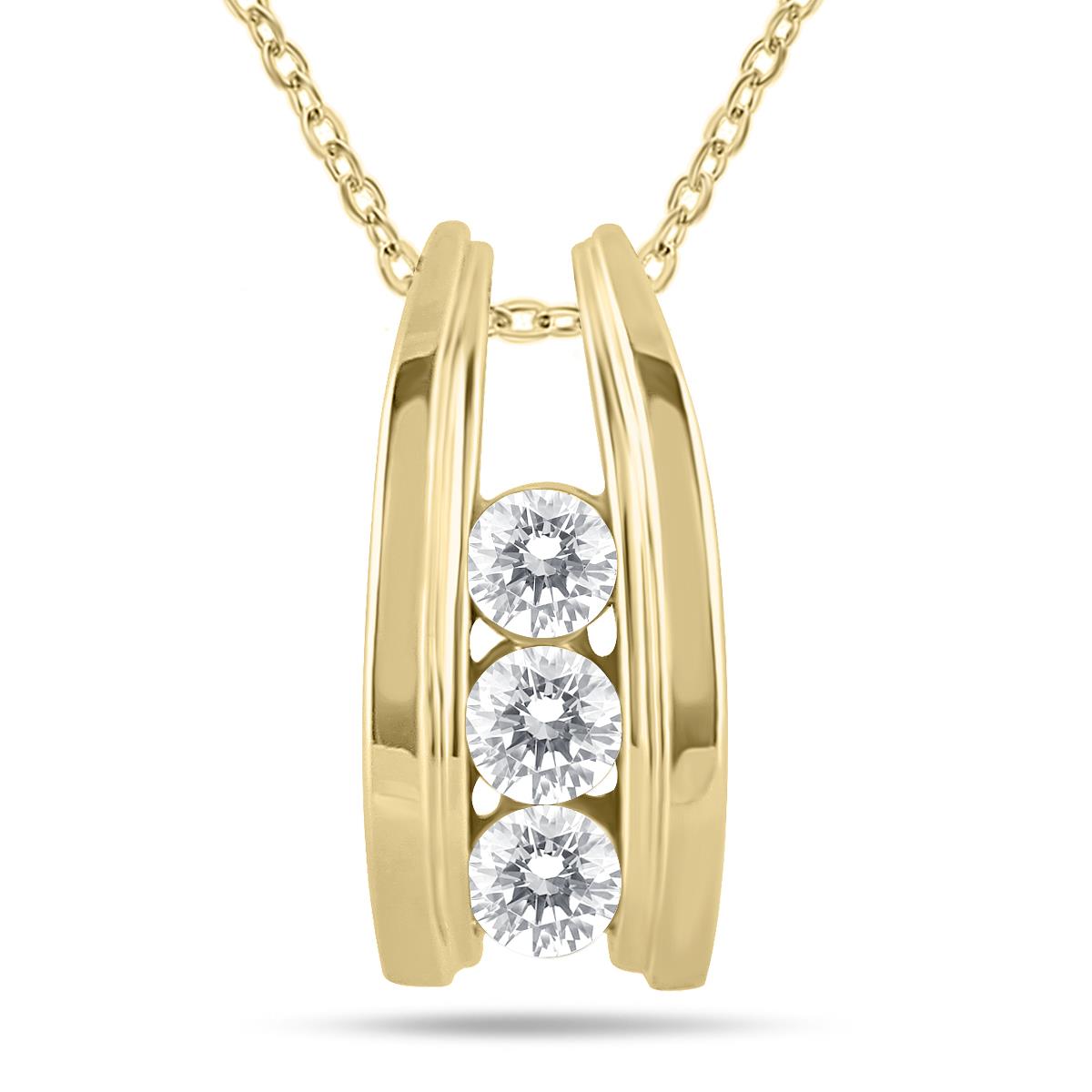 1/2 Carat TW Three Stone Diamond Ladder Pendant in 10k Yellow Gold (K-L ...