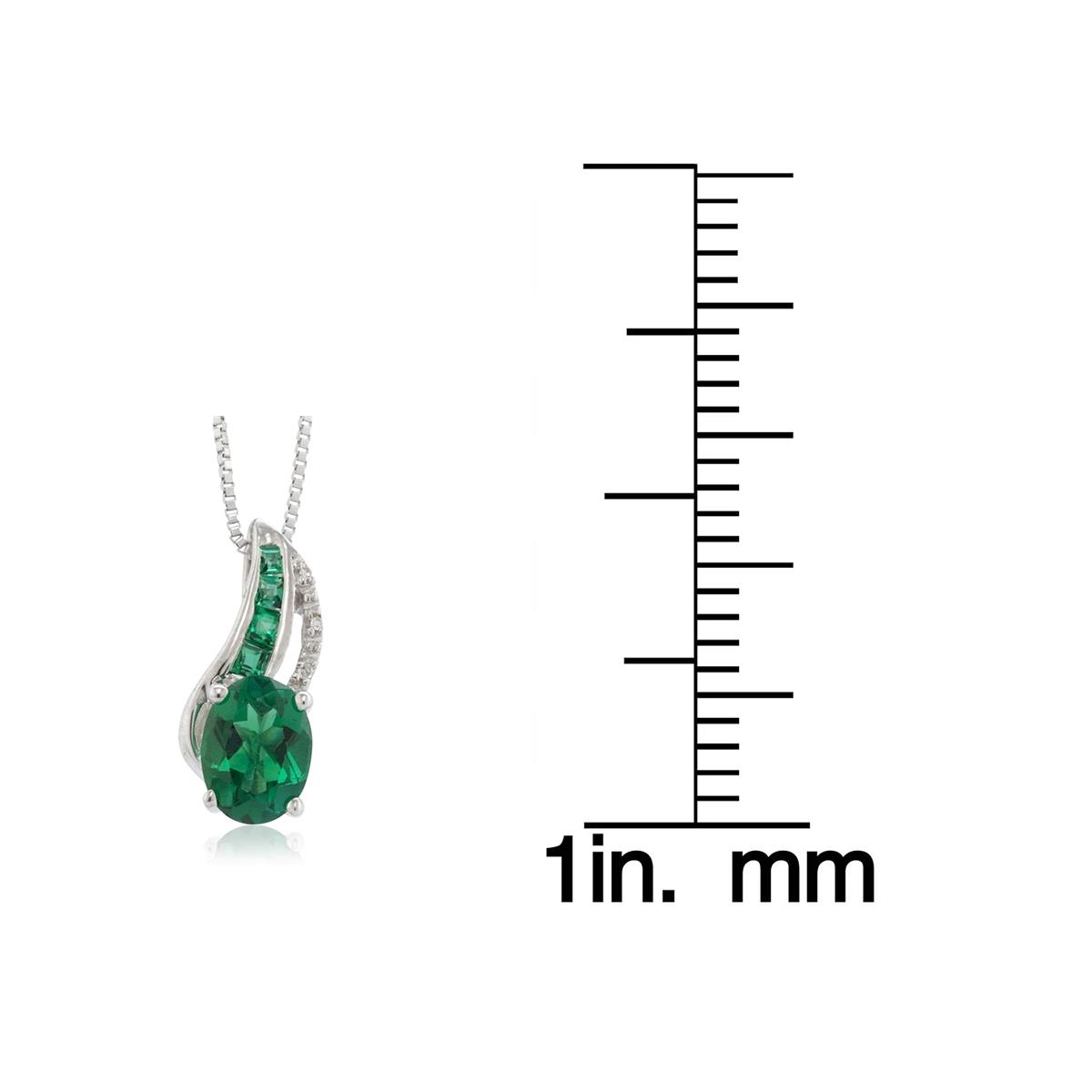 Lab Created Emerald and Genuine Diamond Pendant in .925 Sterling Silver ...
