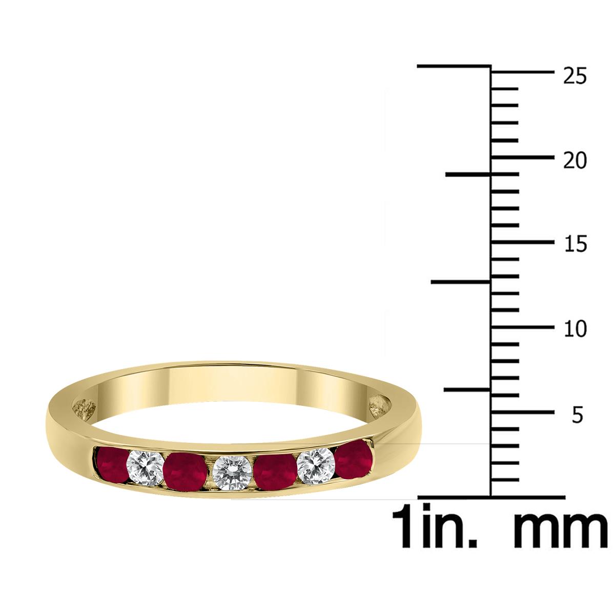 Ruby and Diamond Stackable Channel Set Ring in 14K Yellow Gold - PRR1329RB