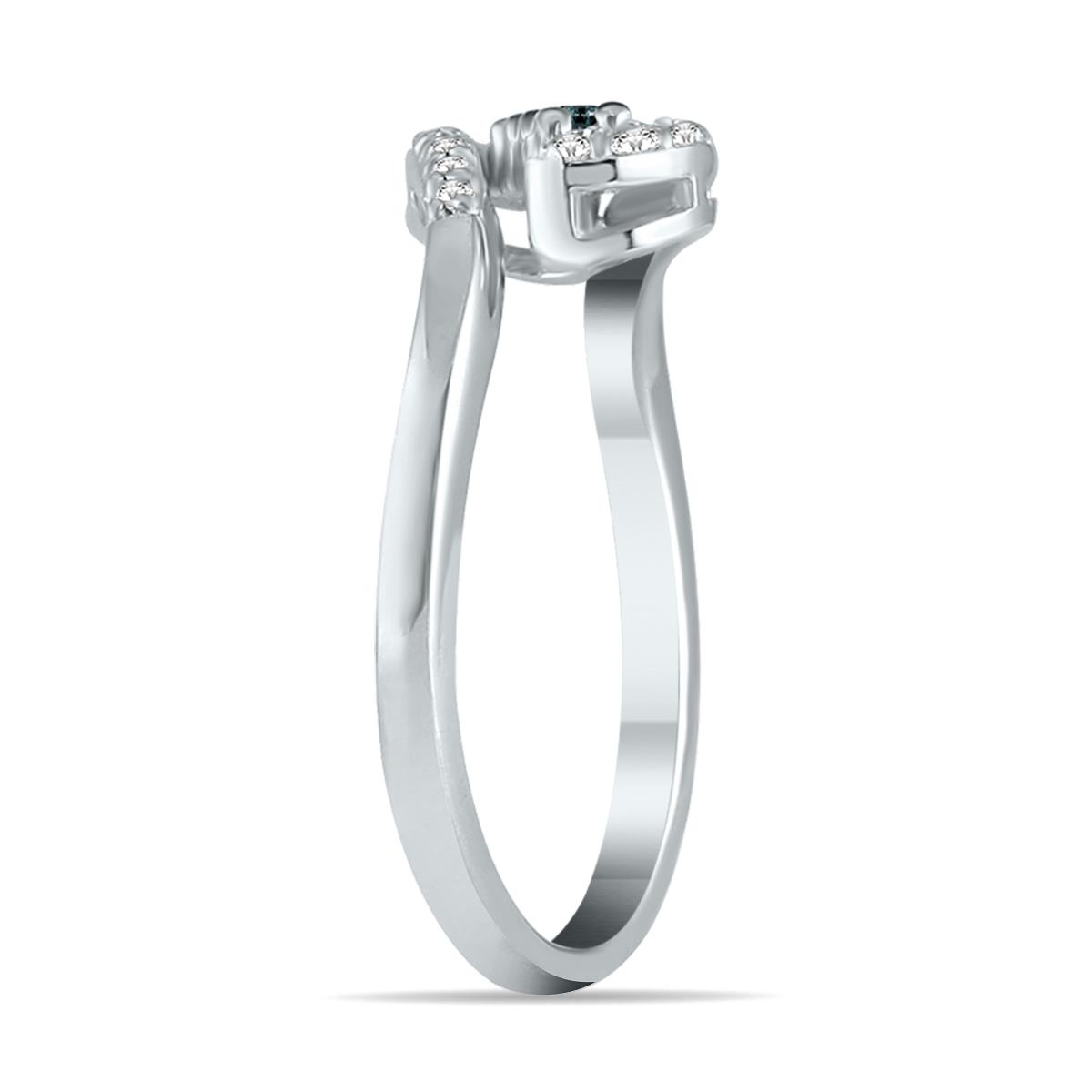 1/3 Carat TW Blue and White Diamond Swirl Ring in 10K White Gold ...
