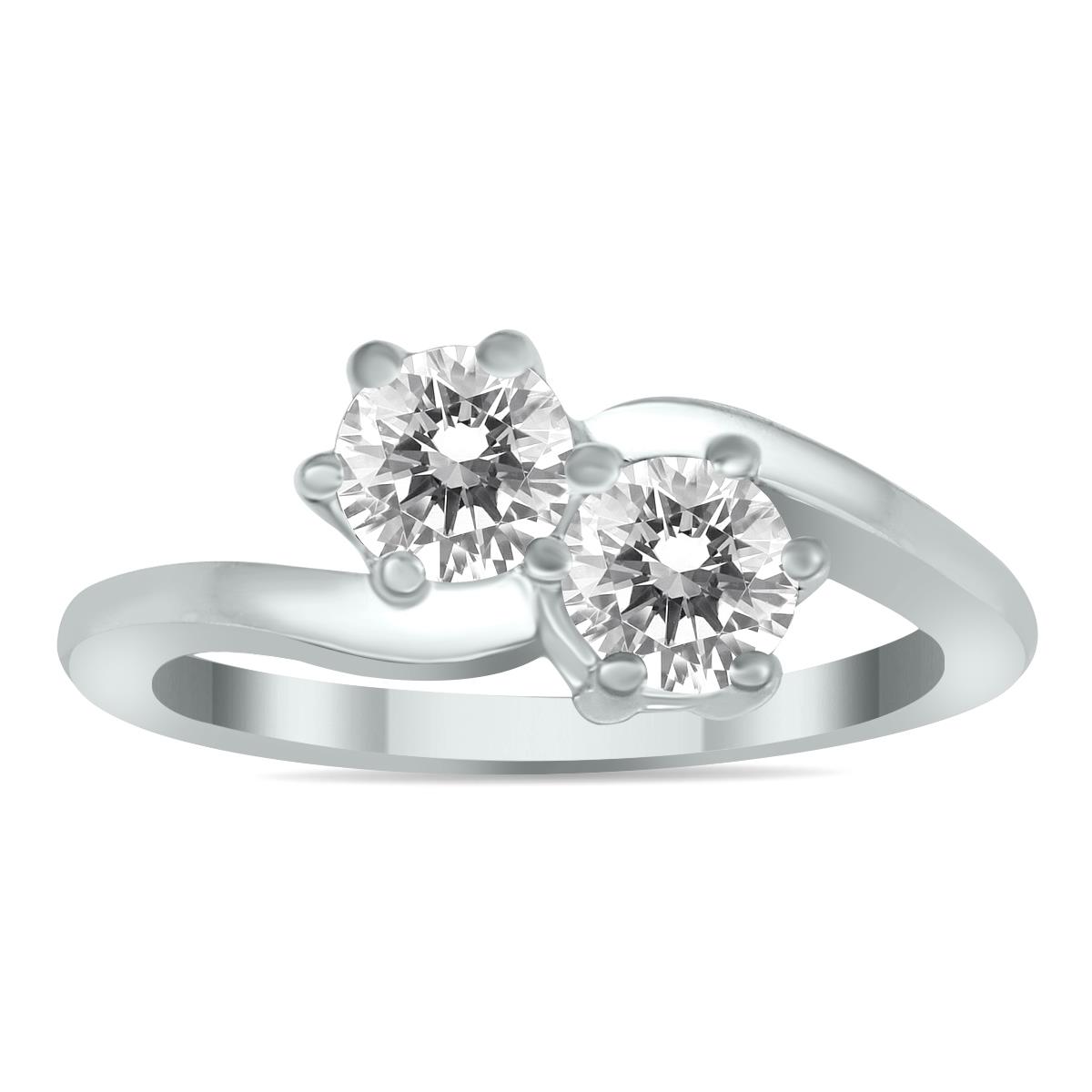 1 Carat TW Two stone Diamond Ring in 10K White Gold - RGF562457