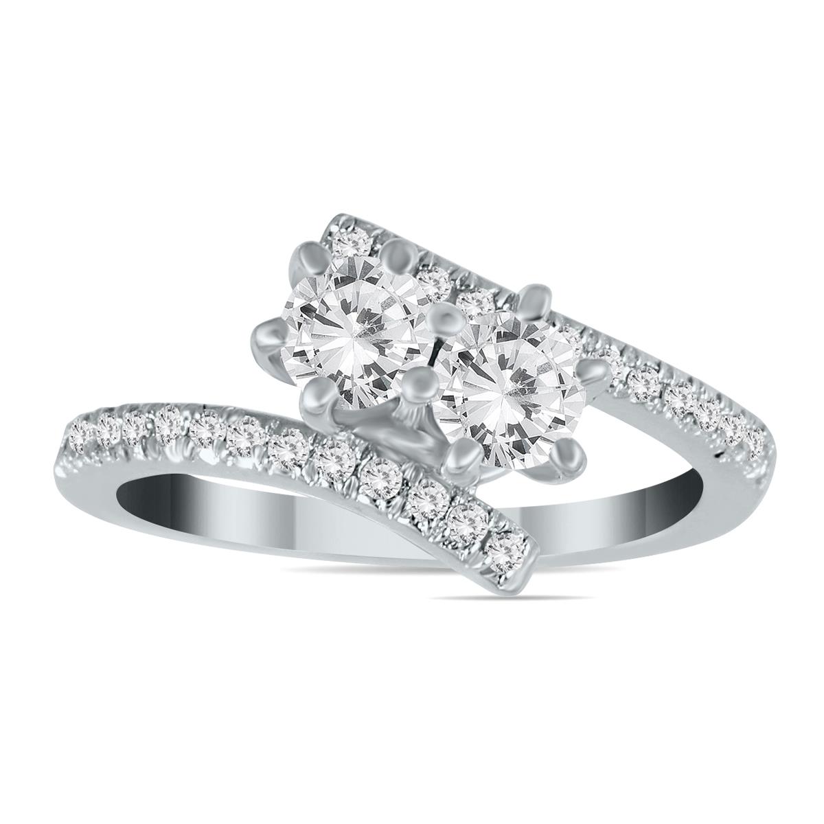 1 Carat TW Two Stone Diamond Ring in 10K White Gold - RGF562459