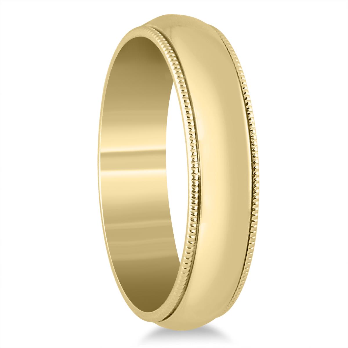 4mm Milgrain Edge Comfort Fit Wedding Band in 14K Yellow Gold - WBU20060