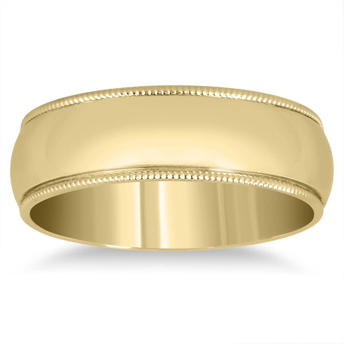 6mm Milgrain Edge Comfort Fit Wedding Band in 14K Yellow Gold - WBU20062