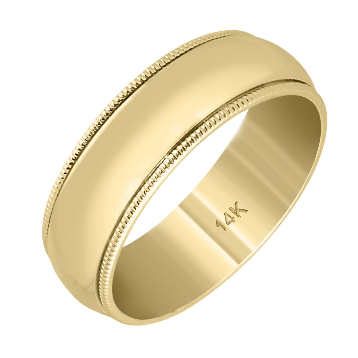 6mm Milgrain Edge Comfort Fit Wedding Band in 14K Yellow Gold - WBU20062
