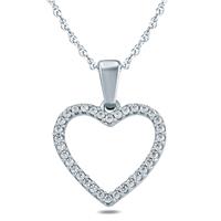 Blue Diamond Double Heart Pendant in 10K White Gold - PDF12167BL