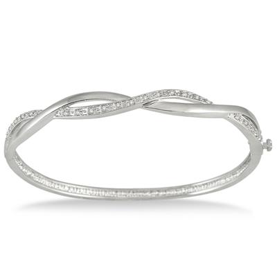 1/4 Carat Diamond Bangle in .925 Sterling Silver - BRF50258