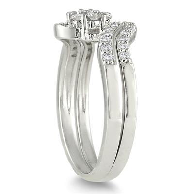 1/2 Carat TW Blue and White Diamond Bridal Set in 10K White Gold ...