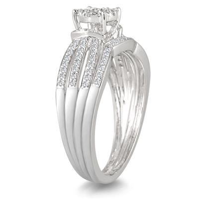 1/2 Carat Diamond Split Shank Bridal Set in 14K White Gold - BSS55005