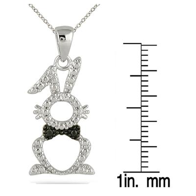 Diamond Rabbit Pendant in .925 Sterling Silver - PDF12522