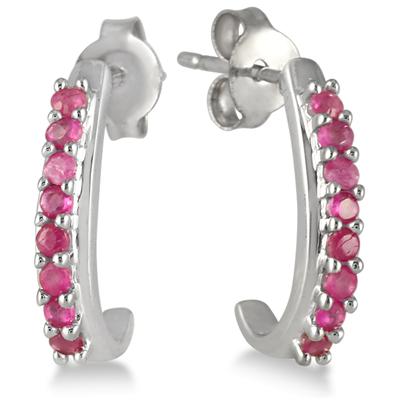 1/3 Carat Ruby Hoop Earrings in .925 Sterling Silver - PRE50297RB
