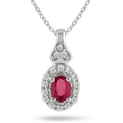 Ruby and Diamond Pendant in 10k White Gold - PRP12322RB