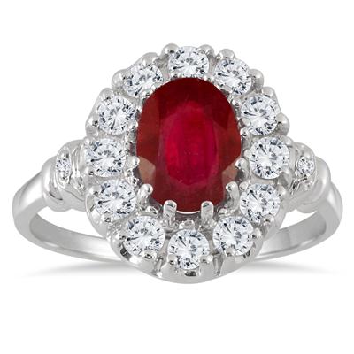1.75 Carat Ruby White Topaz and Diamond Royal Ring in .925 Sterling ...
