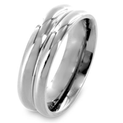 Stainless Steel Double Dome Mirror Polished Band Ring - SWSS370