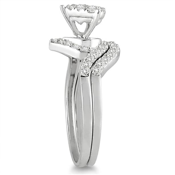 3/4 Carat Diamond Heart Bridal Set in 10K White Gold - BSS50628