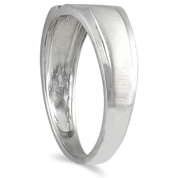 1/10 Carat TW Men's Round Diamond Ring in 10K White Gold - MRG12503