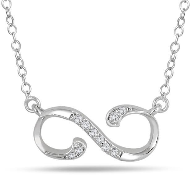 1/10 Carat TW Diamond Infinity Pendant in 10K White Gold - PDF55301