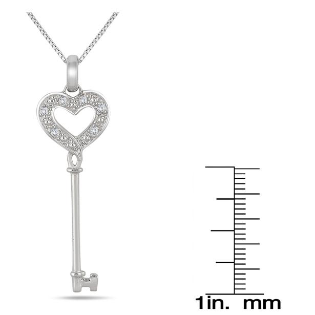 Diamond Key Pendant in .925 Sterling Silver - PDF55698