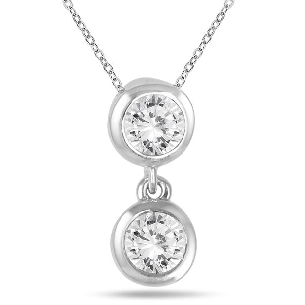 1/2 Carat Two Stone Diamond Pendant in 14K White Gold - PDF562471