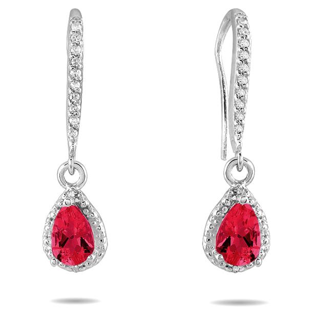 Ruby and Diamond Dangle Earrings in 10K White Gold - PRE12512RB