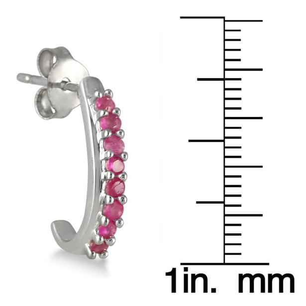 1/3 Carat Ruby Hoop Earrings in .925 Sterling Silver - PRE50297RB