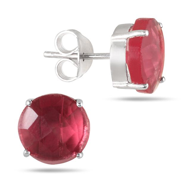 10MM Ruby Quartz Stud Earrings in .925 Sterling Silver - PRE55212QZ