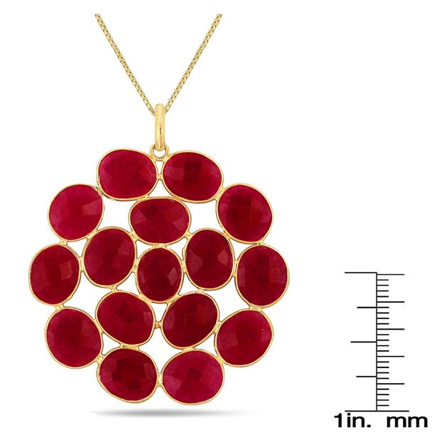 45 Carat All Natural Ruby Pendant in 18K Yellow Gold Plated Sterling ...