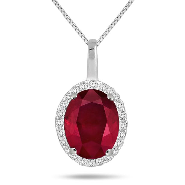 2.20 Carat Ruby and White Topaz Halo Pendant in .925 Sterling Silver ...