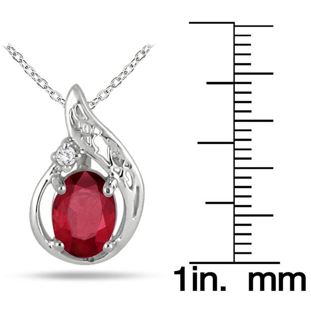 1.00 Carat Ruby and Diamond Engraved Pendant in .925 Sterling Silver ...
