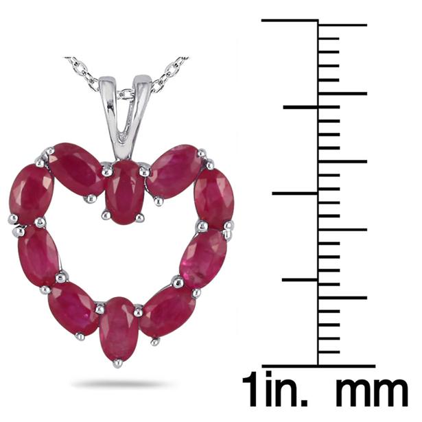 Ruby Heart Shaped Pendant in 10kt White Gold - PRP7119RB