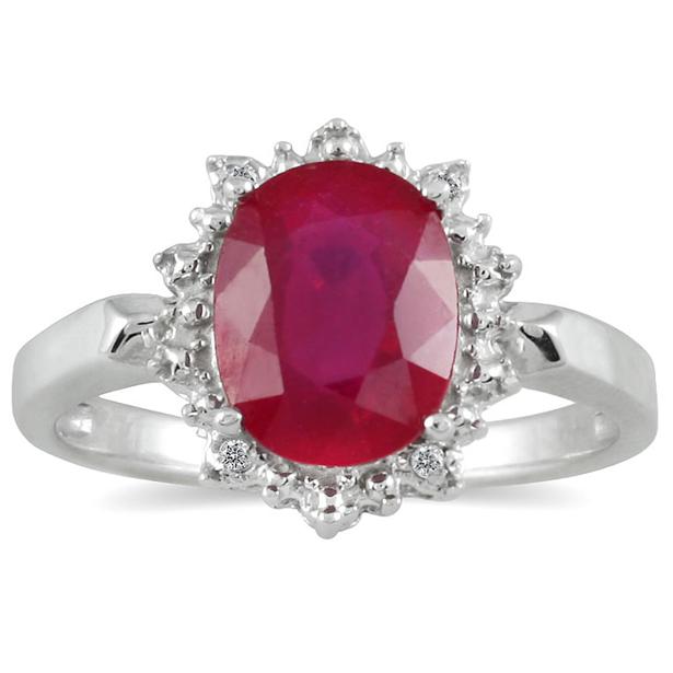 3.00 Carat Natural Ruby and Diamond Royal Ring in .925 Sterling Silver ...