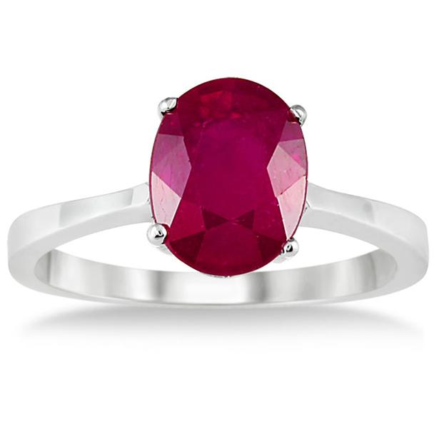 2.50 Carat All Natural Oval Ruby Ring in .925 Sterling Silver - PRR12979RB