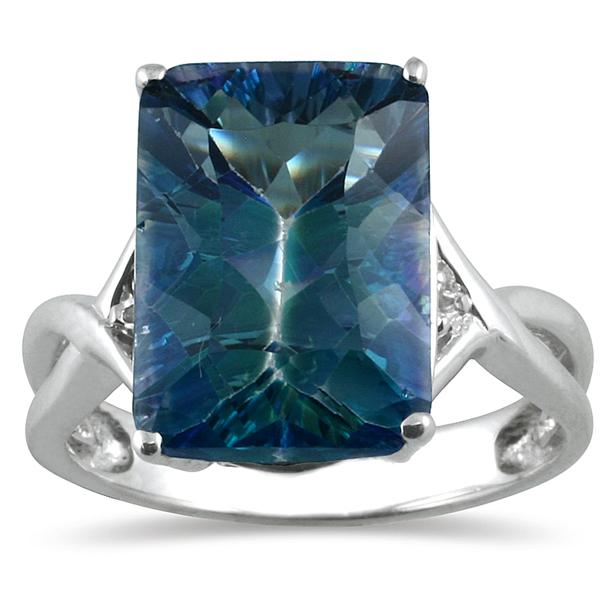 All Natural 8.80 Carat Mystic Neptune Topaz and Diamond Ring in .925 ...
