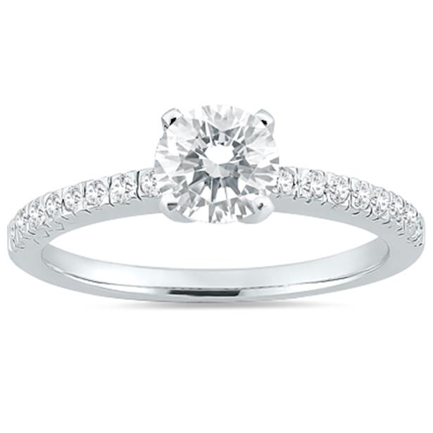 1 CTW Sophisticated and Genuine Diamond Fishtail Pave Ring in 14K White ...