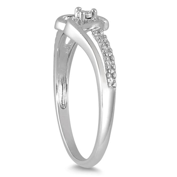 Diamond Accent Split Shank Heart Twist Ring in .925 Sterling Silver ...