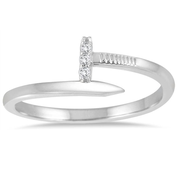 Diamond Accent Screw Ring in 14K White Gold - RGF56246