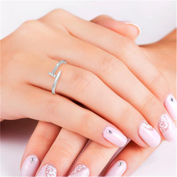 Diamond Accent Screw Ring in 14K White Gold - RGF56246