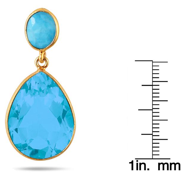 Turquoise Tear Drop Earrings in 18K Gold Plated Sterling Silver ...