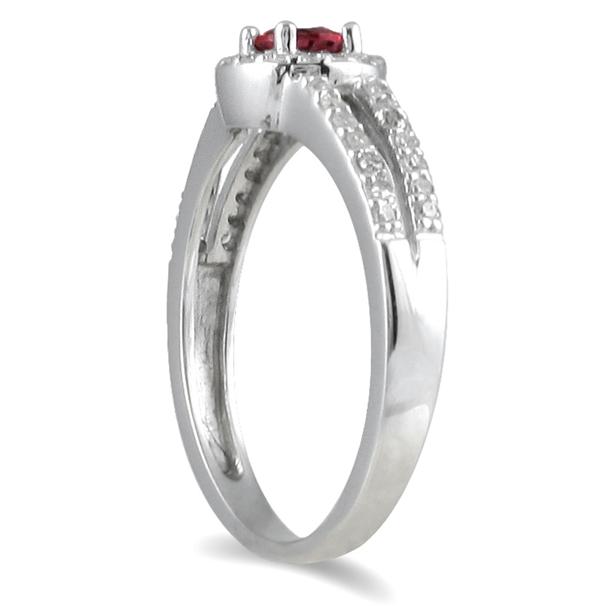1/4 Carat TW Diamond and Ruby Ring in 10K White Gold - PRR12344RB